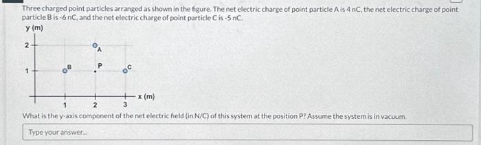 Solved Three charged point particles arranged as shown in | Chegg.com