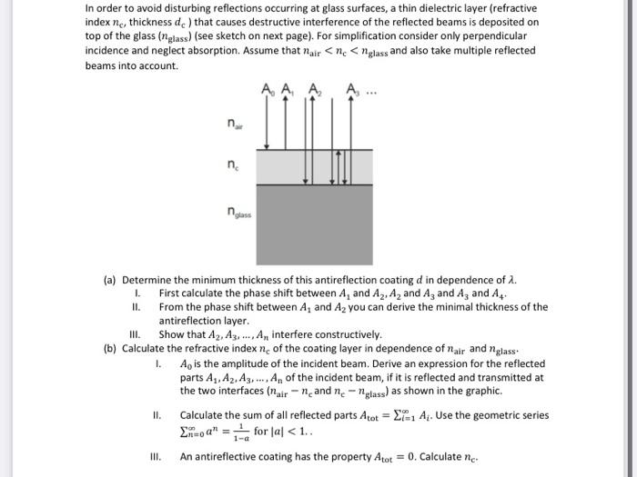 Solved In order to avoid disturbing reflections occurring at | Chegg.com
