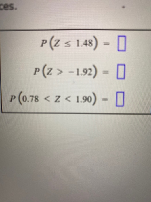 Solved ces. P(Z -1.92) - p(0.78
