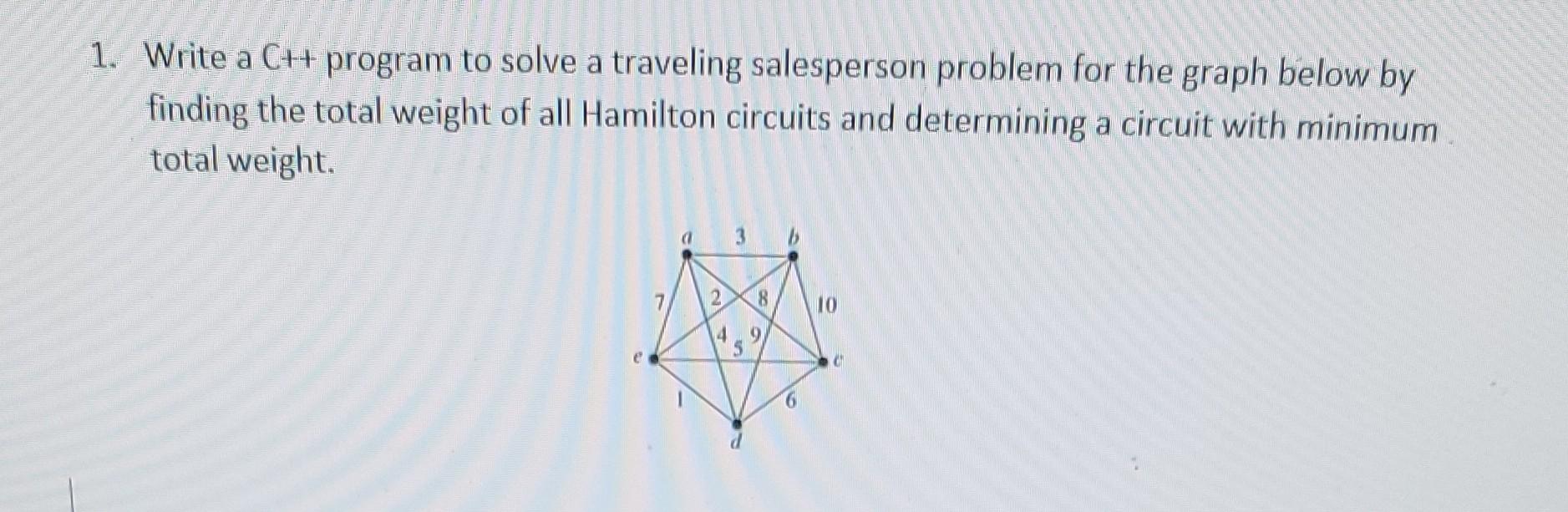 Solved Write a C++ program to solve a traveling salesperson | Chegg.com