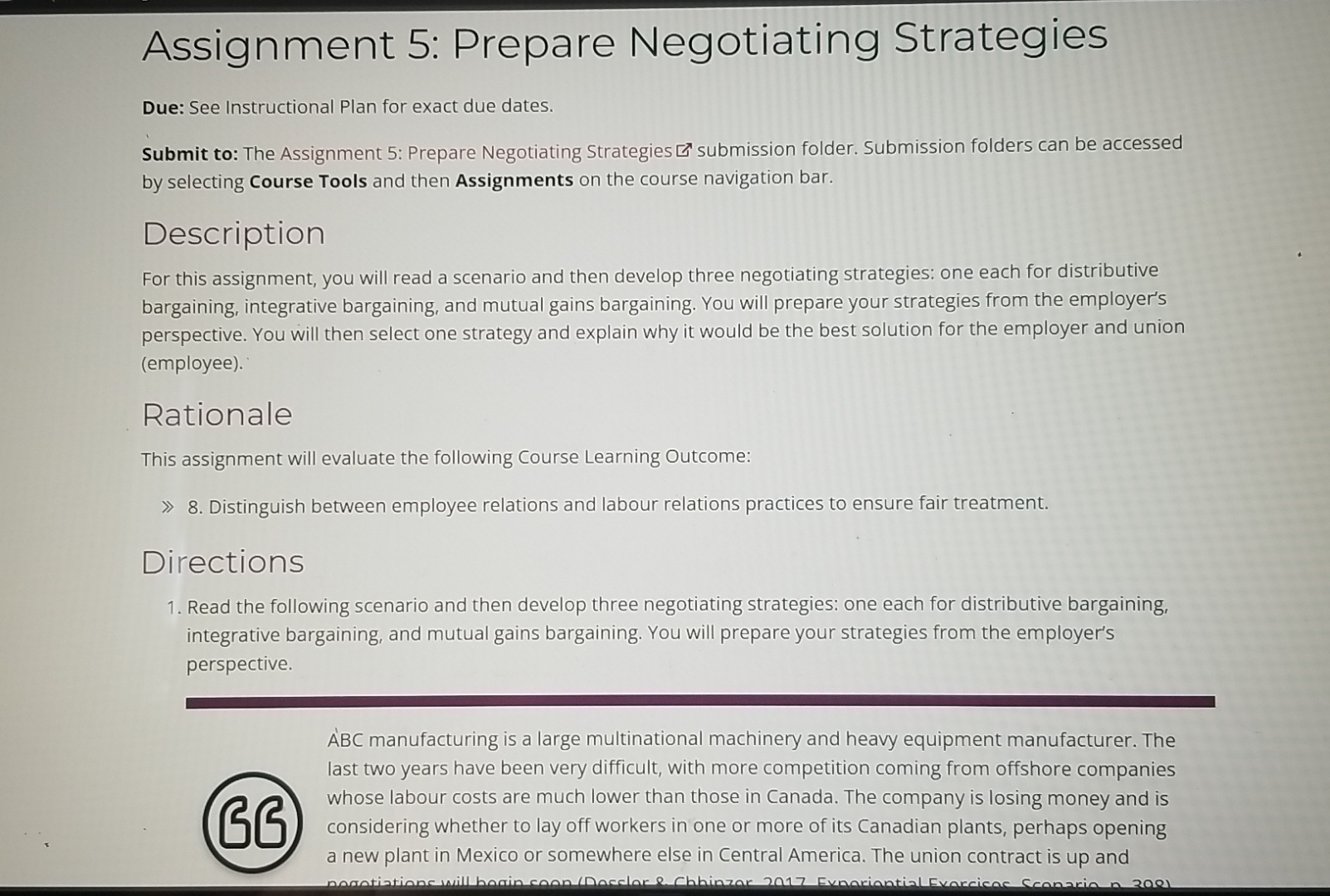 Solved Assignment 5: Prepare Negotiating StrategiesDue: See | Chegg.com