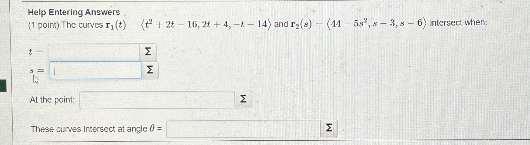 Solved Help Entering Answers(1 point) The curves | Chegg.com Solved Help Entering Answers(1 point) The curves | Chegg.com