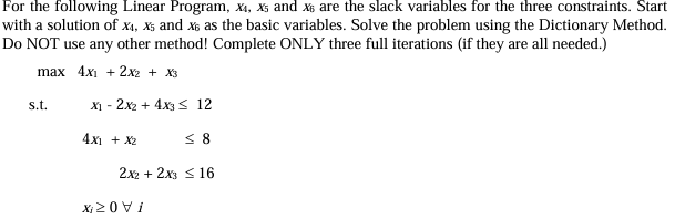 Solved For the following Linear Program, x_(4),x_(5) ﻿and | Chegg.com