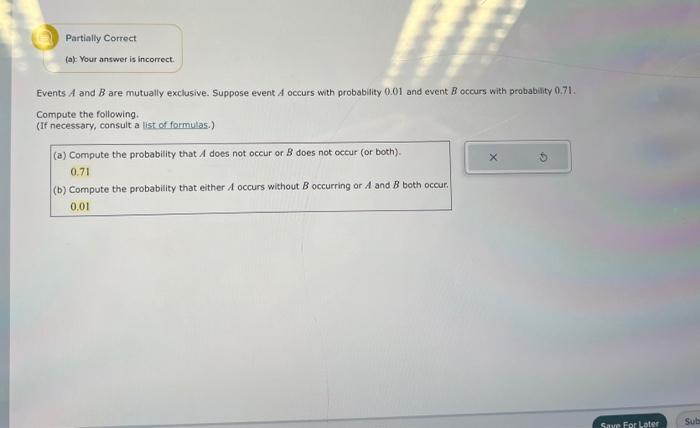 Solved Partially Correct (a) Your answer is incorrect: | Chegg.com