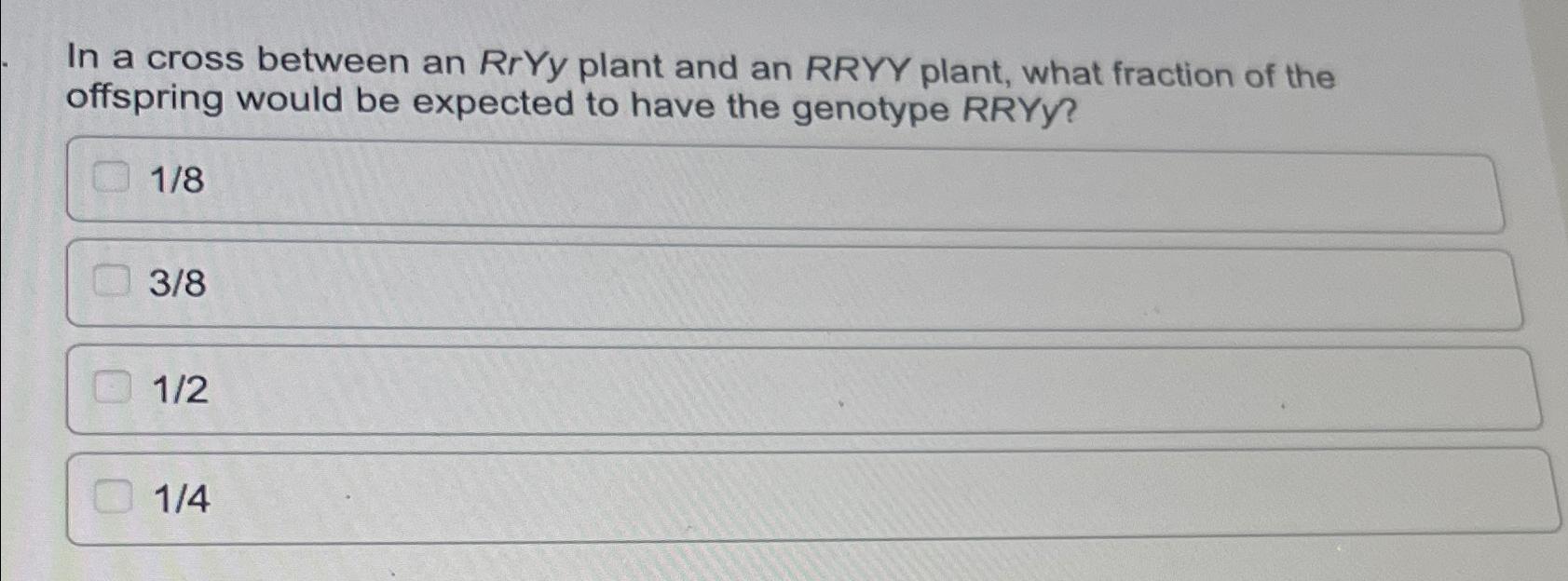 Solved In a cross between an RrYy plant and an RRYY plant, | Chegg.com