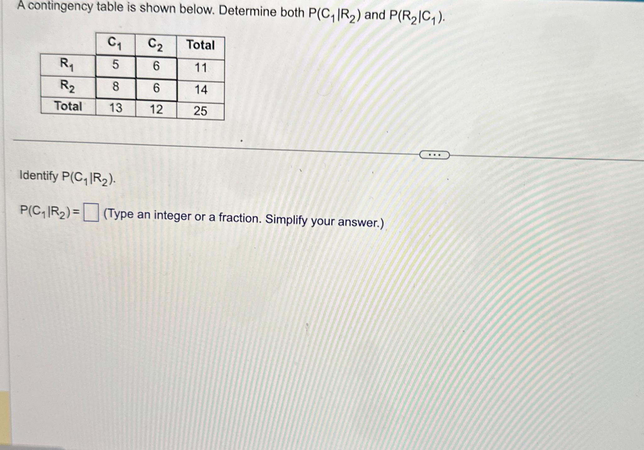 Solved A contingency table is shown below. Determine both | Chegg.com