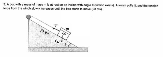 Solved A box with a mass of mass m ﻿is at rest on an incline | Chegg.com