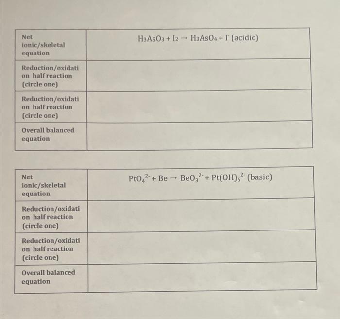 Solved \begin{tabular}{|l|l|} \hline Net ionic/skeletal | Chegg.com