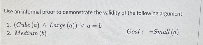 Solved Use an informal proof to demonstrate the validity of | Chegg.com