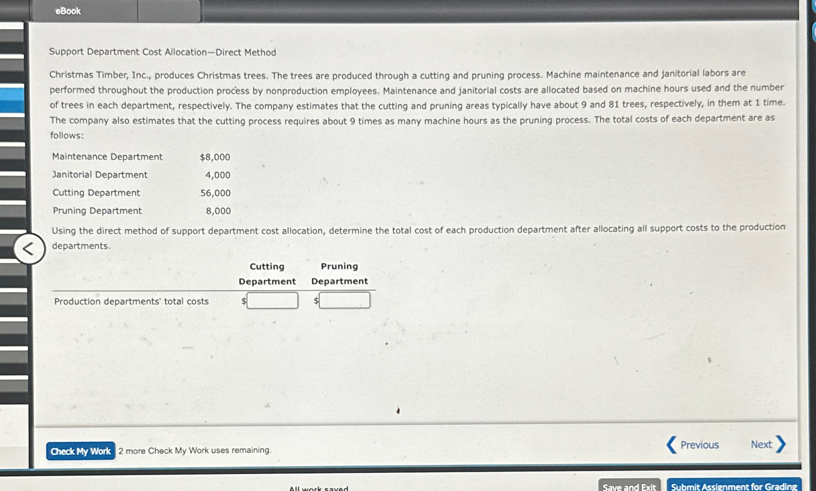 Solved Support Department Cost Allocation Direct