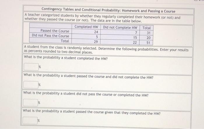 Solved Contingency Tables and Conditional Probability: | Chegg.com