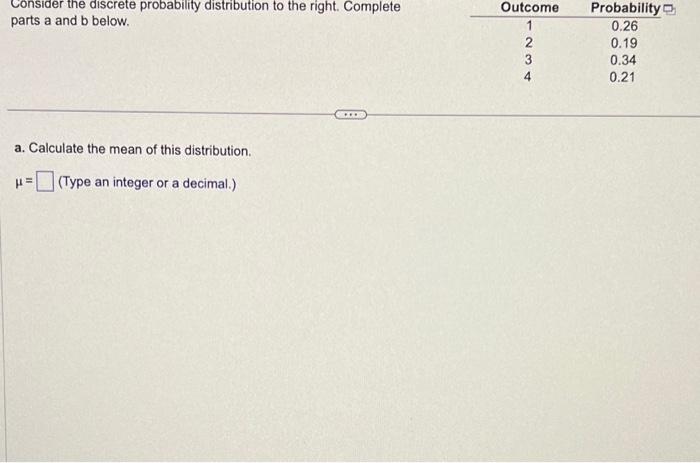 Solved Consider the discrete probability distribution to the | Chegg.com