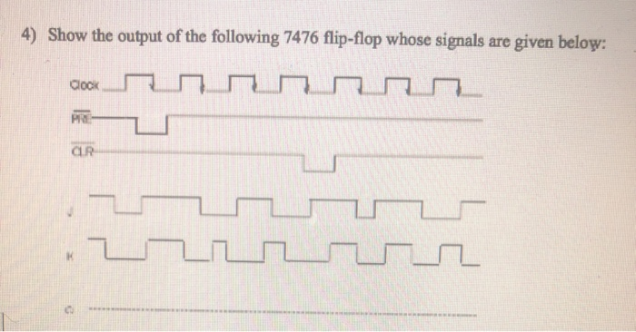 Solved 4) Show the output of the following 7476 flip-flop | Chegg.com