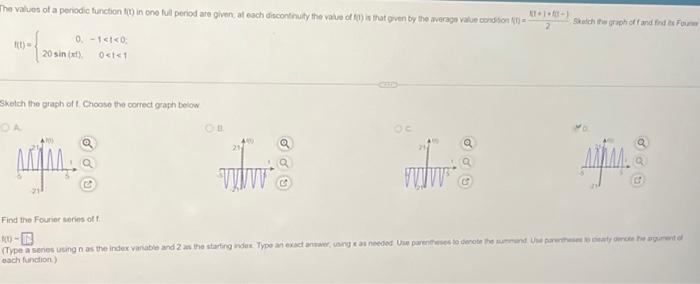 Solved f(t+) + f(t-) The values of a periodic function f(t) | Chegg.com