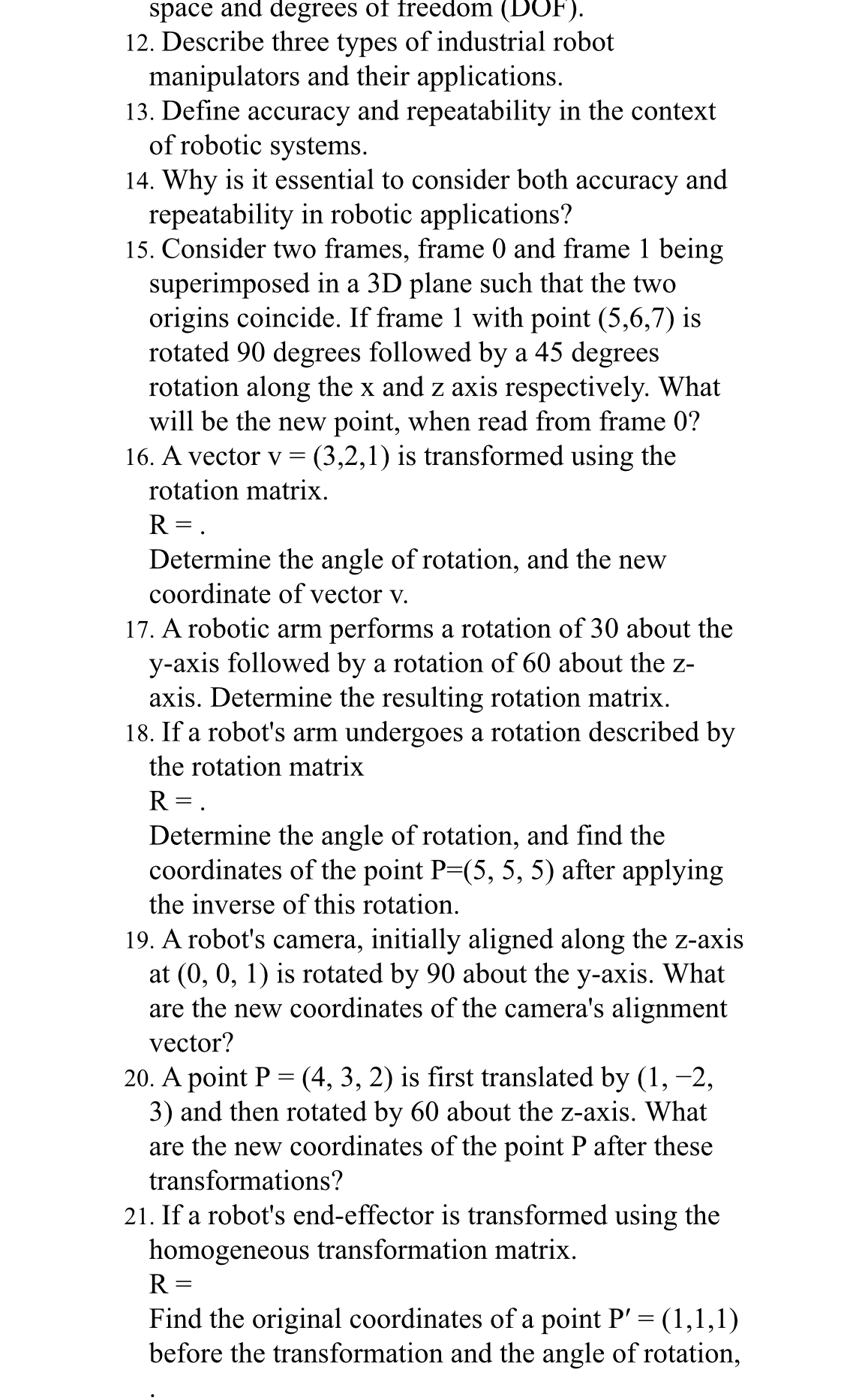 Solved 12. ﻿Describe three types of industrial robot | Chegg.com