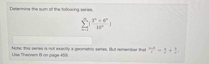 Solved Determine the sum of the following series. | Chegg.com