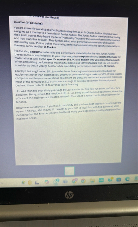 Solved Question 2 ( 13 ﻿Marks):You are currently working at | Chegg.com