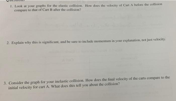 1. Look at your graphs for the elastic collision. How | Chegg.com