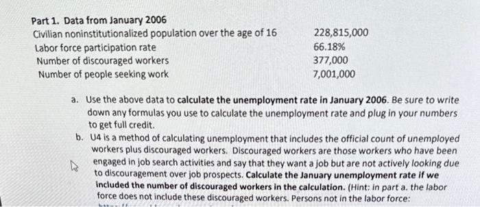 Solved a. Use the above data to calculate the unemployment | Chegg.com