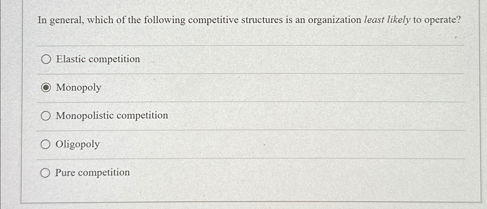 Solved In general, which of the following competitive | Chegg.com