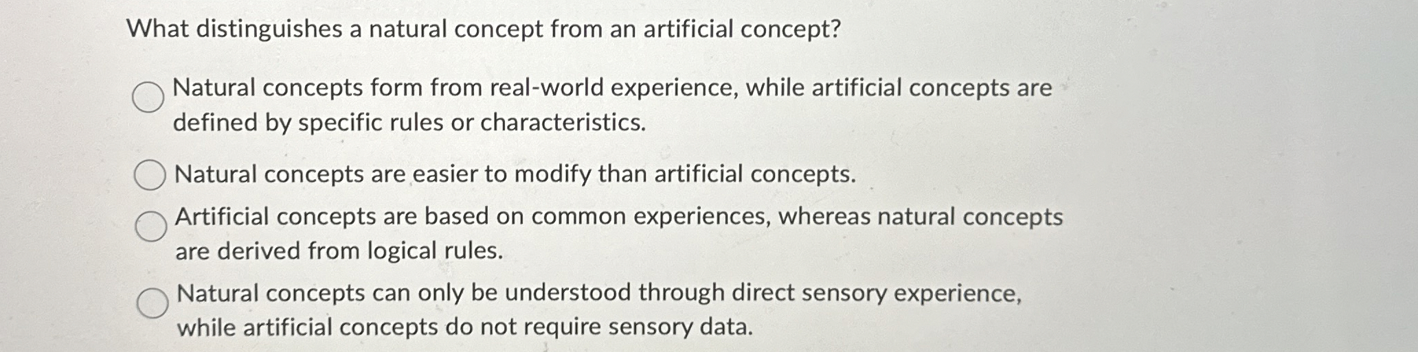 Solved What distinguishes a natural concept from an | Chegg.com
