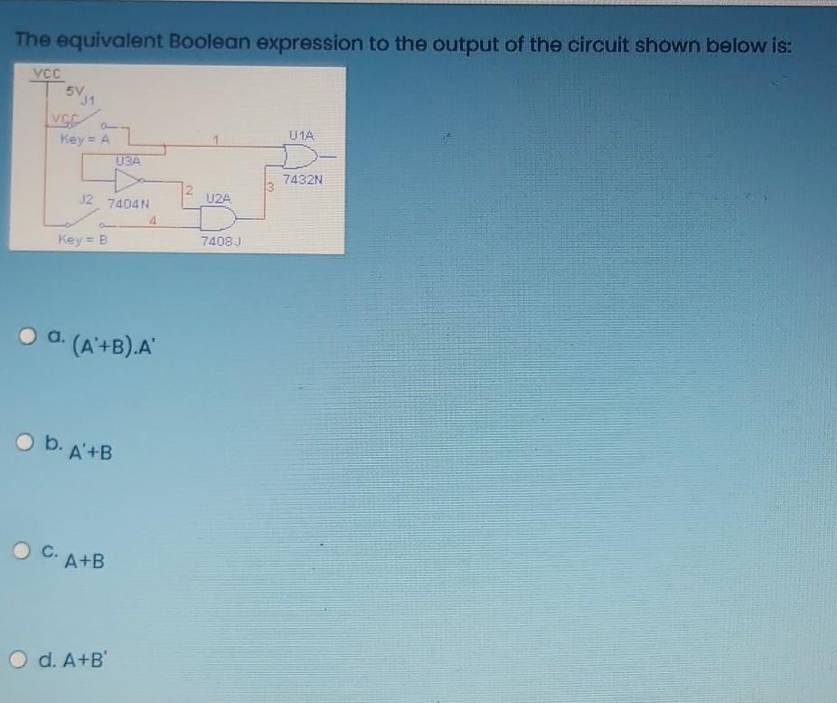 Solved The equivalent Boolean expression to the output of | Chegg.com