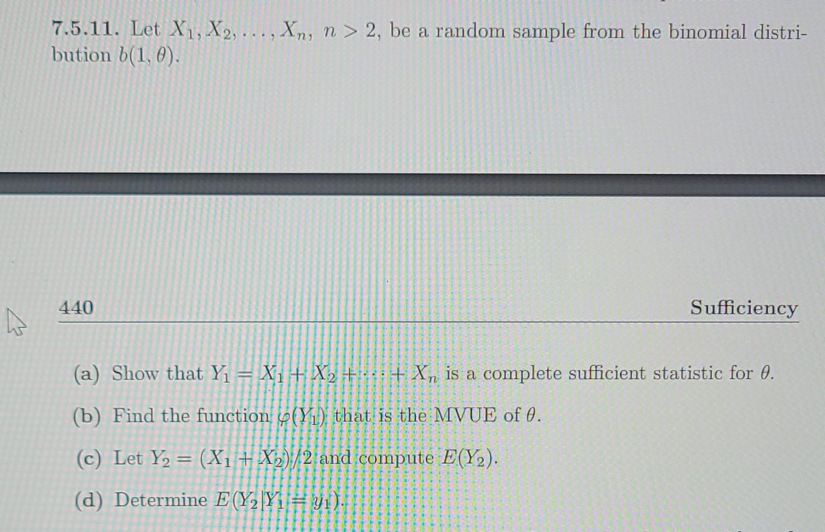 Solved 7.5.11. Let X1,X2,…,Xn,n>2, be a random sample from | Chegg.com