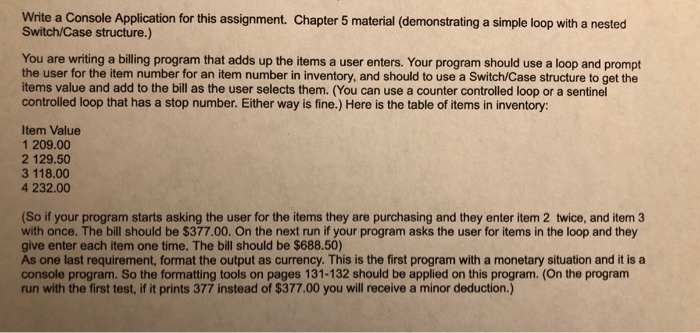 Solved Write a Console Application for this assignment. | Chegg.com