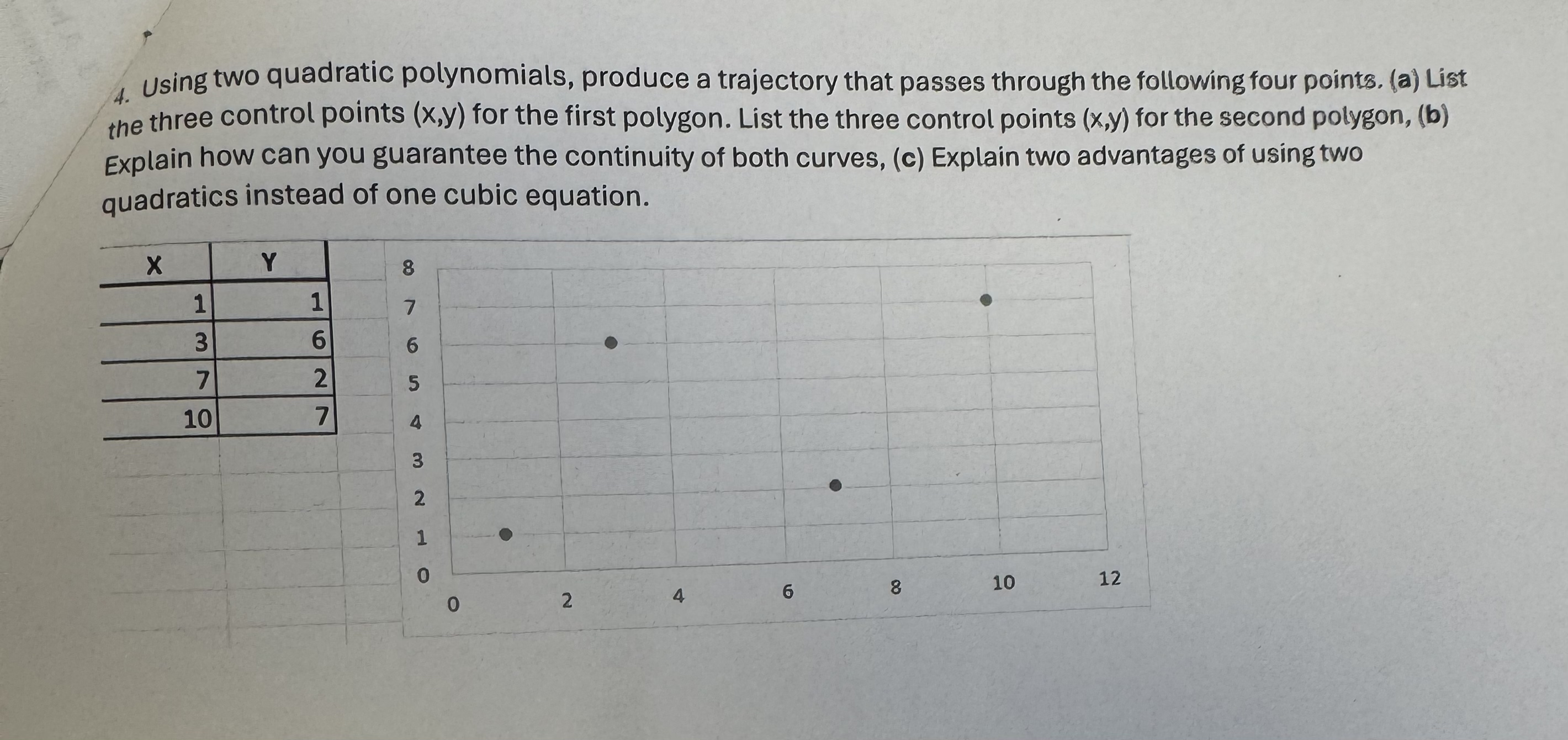 Solved Using Two Quadratic Polynomials Produce A Trajectory