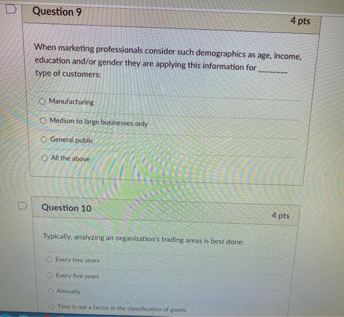 Solved Question 9 4 pts When marketing professionals | Chegg.com Solved Question 9 4 pts When marketing professionals | Chegg.com
