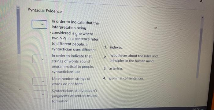 Syntactic Evidence In order to indicate that the | Chegg.com