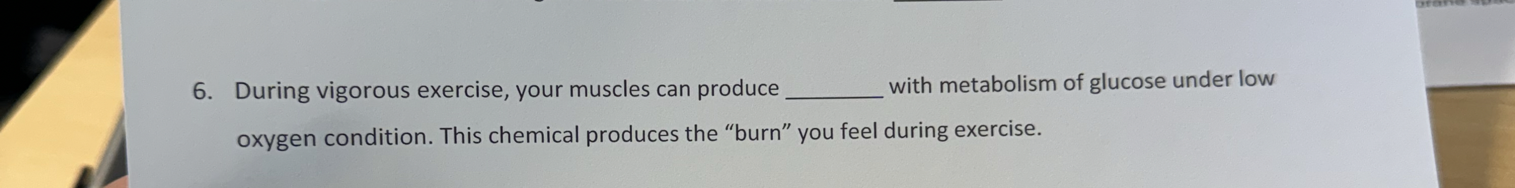 Solved During vigorous exercise, your muscles can produce | Chegg.com