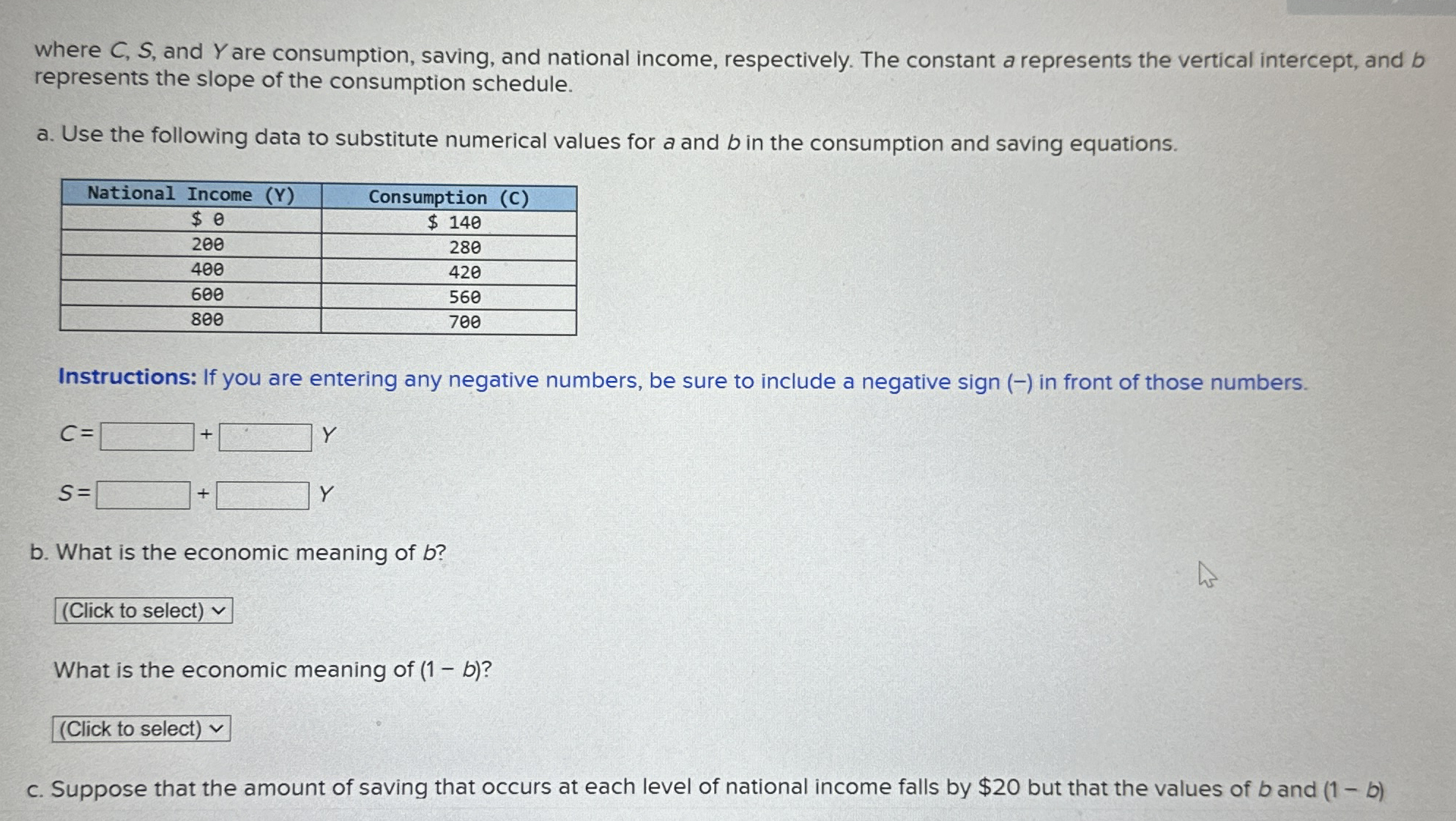 Solved where C,S, ﻿and Y ﻿are consumption, saving, and | Chegg.com