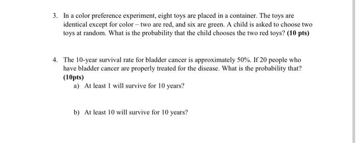 Solved 3. In a color preference experiment, eight toys are | Chegg.com