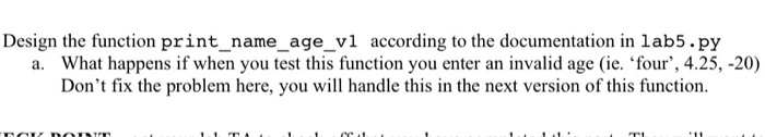 Solved Define the function print_name_age_vl that asks the | Chegg.com
