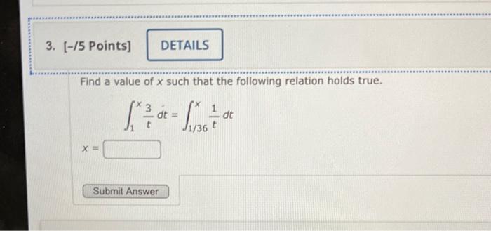 Solved Find a value of x such that the following relation | Chegg.com