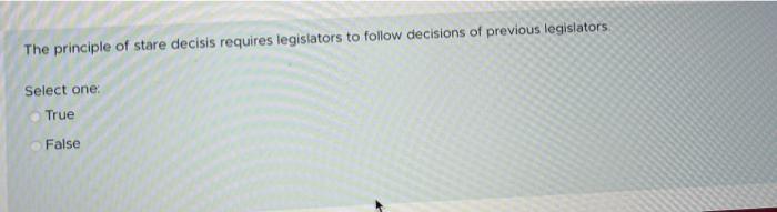 The principle of stare decisis requires legislators | Chegg.com