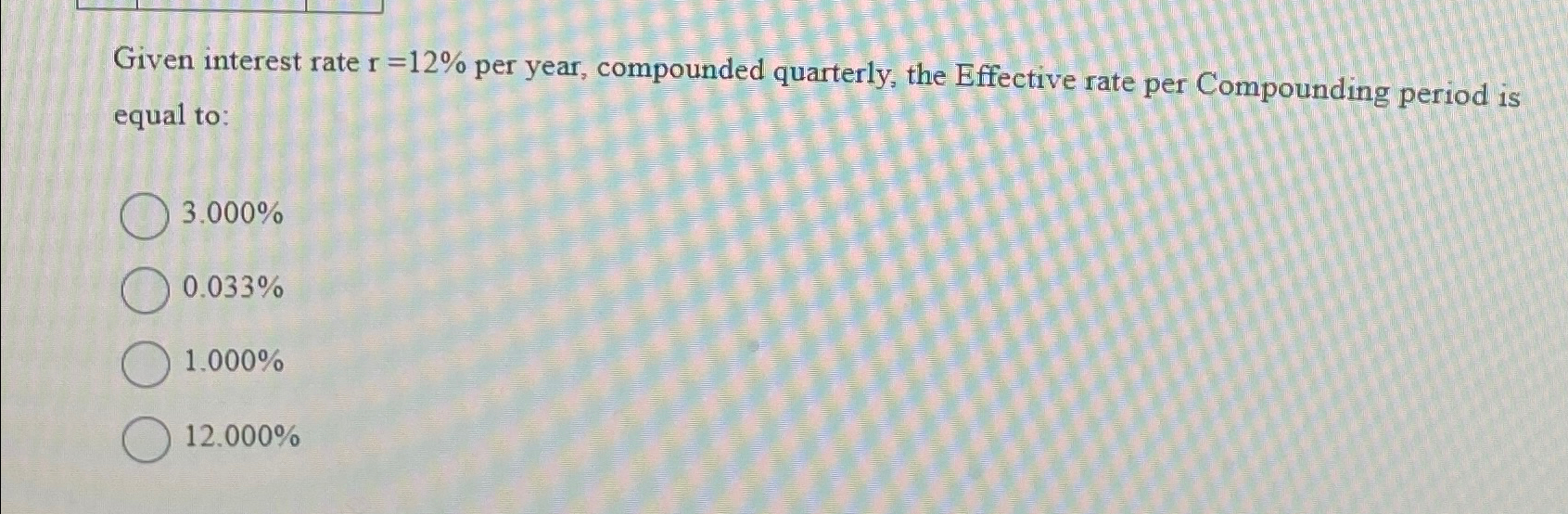 Solved Given interest rate r=12% ﻿per year, compounded | Chegg.com
