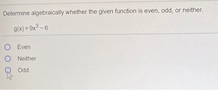 Solved Determine algebraically whether the given function is | Chegg.com