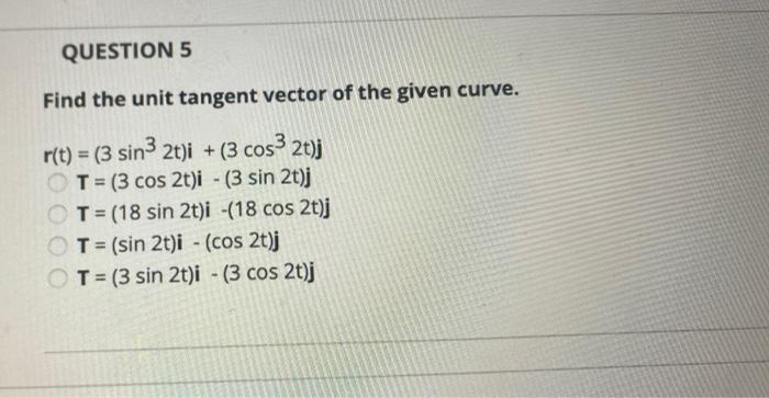 Solved Find the unit tangent vector of the given curve. | Chegg.com