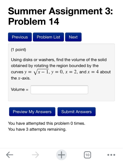Solved Summer Assignment 3: Problem 14 Previous Problem List | Chegg.com