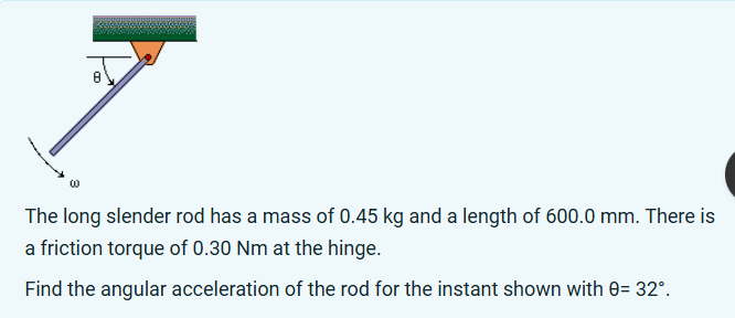 Solved The long slender rod has a mass of 0.45 ﻿kg and a | Chegg.com