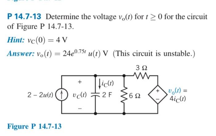 Solved P 14.7-13 Determine the voltage vo(t) for t≥0 for the | Chegg.com