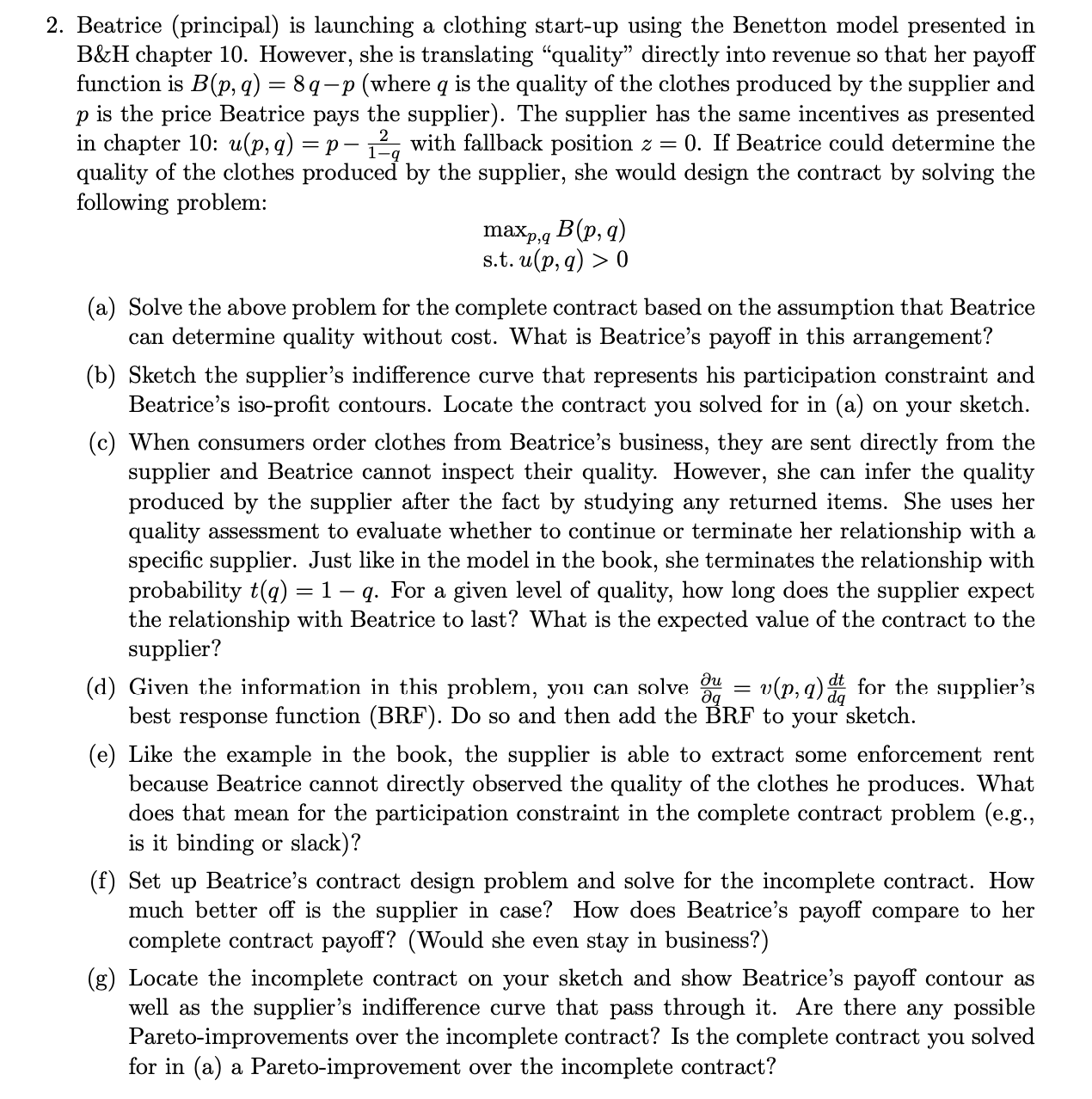 Solved Beatrice (principal) ﻿is launching a clothing | Chegg.com