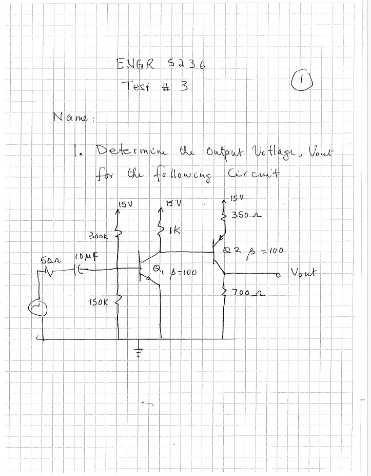 Solved Determine the Output Votlage, Vout for the following | Chegg.com