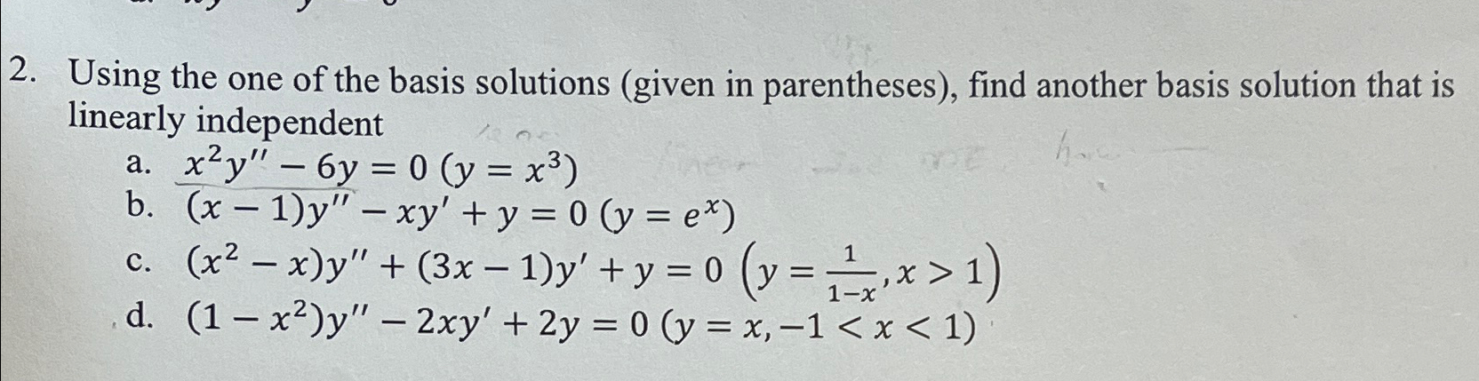 Using the one of the basis solutions (given in | Chegg.com