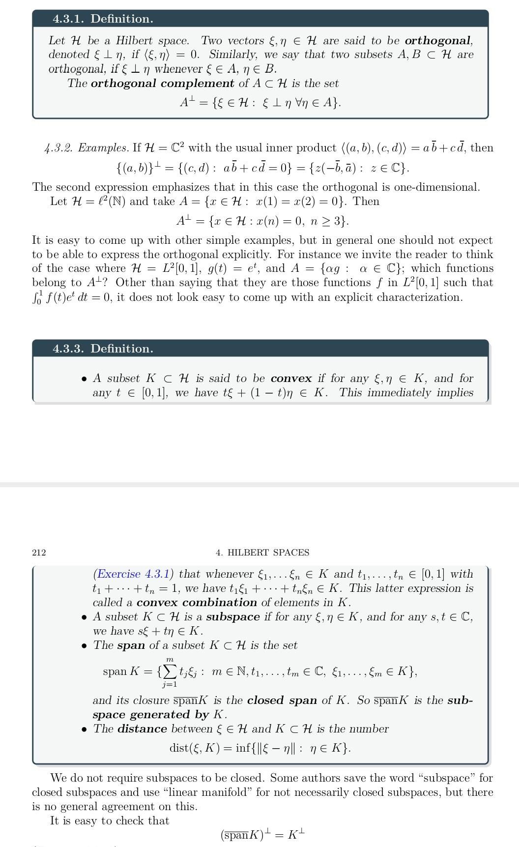 Solved Let H Be A Hilbert Space Two Vectors ξ η∈h Are Said