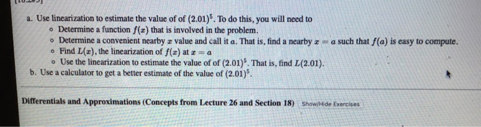 Solved (10. ) a. Use linearization to estimate the value of | Chegg.com
