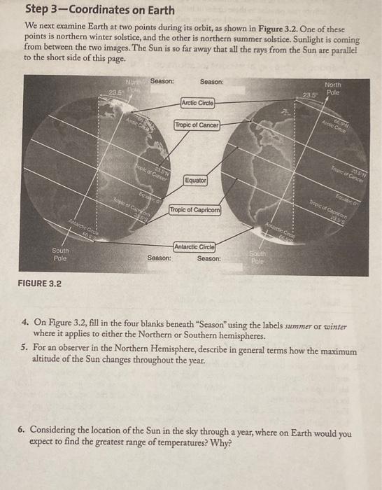 Solved Step 3-Coordinates on Earth We next examine Earth at | Chegg.com