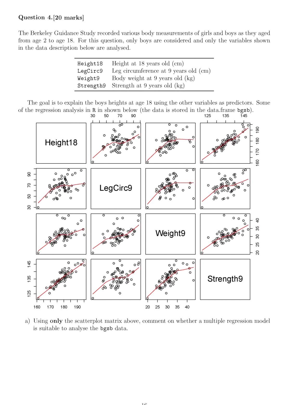 Question 4.[20 marks] The Berkeley Guidance Study | Chegg.com